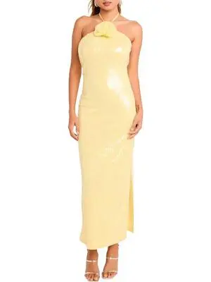 Endless Rose Sequin Halter Maxi Dress - Butter
