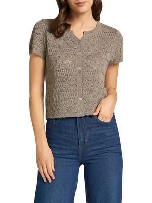 Matty M. Orla Short-sleeve Cardigan - Dusty-olive