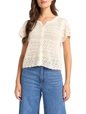 Matty M. Orla Short-sleeve Cardigan - Ivory