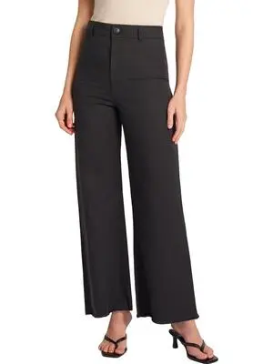 Matty M. Lizzie Crop Wide-leg Pants - Black/ivory