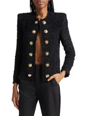 Balmain Tweed Spencer Jacket - Black