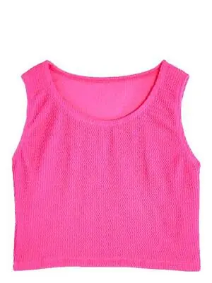 LIMEAPPLE Crinkle Cropped Tank Top - Fuchsia
