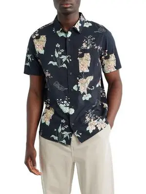 ROARK Journey Floral Short Sleeve Button-up Shirt - Black