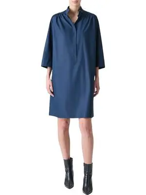 Akris Mandarin Collar Tunic Shirtdress - Denim Blue
