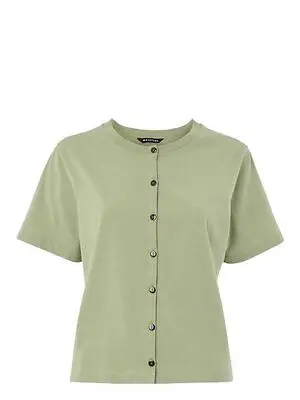 Whistles Cotton Button-up T-shirt - Pale Green