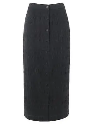 Whistles Sienna Plisse Midi Skirt - Black