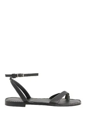 Whistles Contrast-stitch Leather Sandals - Black