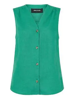 Whistles Linen Waistcoat - Green