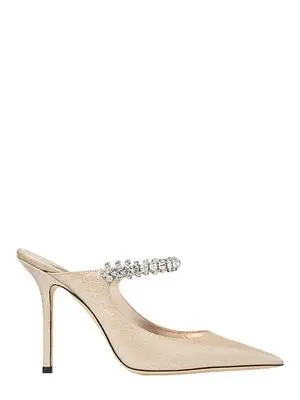 JIMMY CHOO Bing 100 Crystal-embellished Heeled Mules - Soft Gold