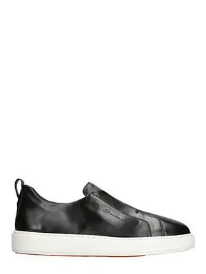 Santoni Clean Icon Leather Trainers - Black