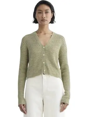 Everlane Cotton Linen Blend Ribbed Cardigan - Eucalyptus