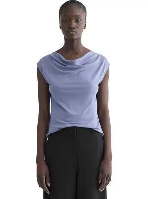 Everlane Draped Butterknit Top - Blue Dusk