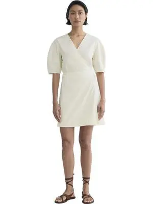 Everlane Seersucker Mini Wrap Dress Bone