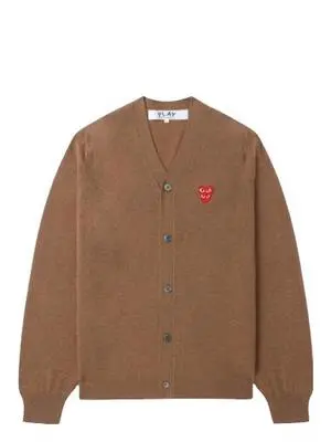 Play Comme Des Garcon Merged Heart Cardigan Brown