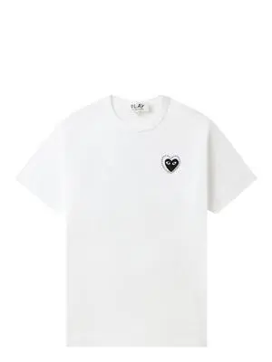 Play Comme Des Garcon Emblem Metalstone Heart Tee Shirt - White/black