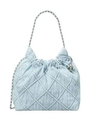 Tory Burch Fleming Denim Mini Hobo Bag - Seltzer