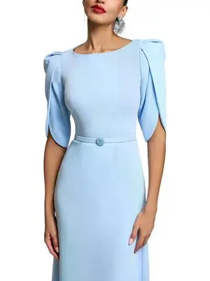 CRISTALLINI Blanca Short-sleeve Maxi Dress - Blue
