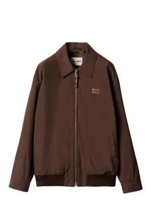 Miu Miu Panama Cotton Blouson Jacket - Cocoa Brown