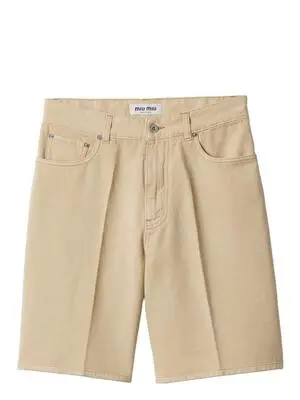 Miu Miu Light Denim Bermudas - Beige