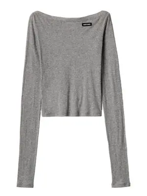 Miu Miu Ribbed Jersey Top - Grey