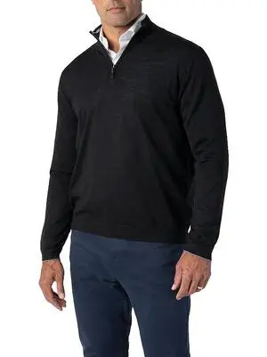 Robert Talbott Eastwood Quarter Zip Sweater - Black With Gray Tipping