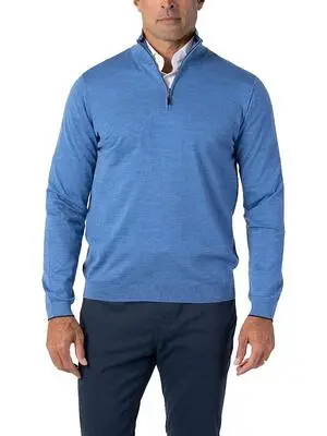 Robert Talbott Eastwood Quarter Zip Sweater - Navy With Gray Tipping