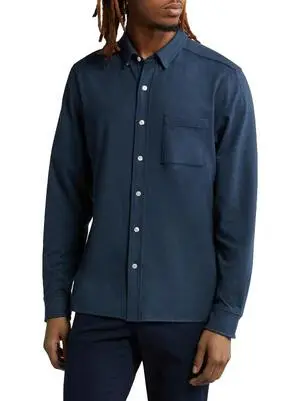 RHONE Wfh Knit Button-up Shirt - Navy
