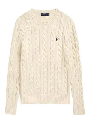 Polo Ralph Lauren Cable Knit Cotton Crewneck Sweater Cream