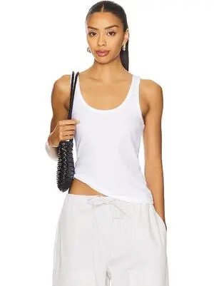 LESET Laura Scoop Neck Tank - White