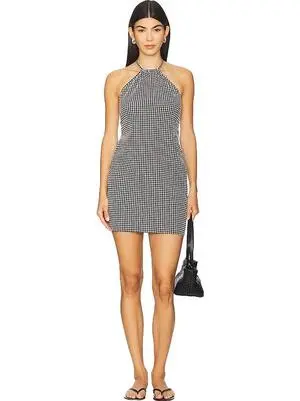 Hunza G Halter Neck Mini Dress - Black Gingham