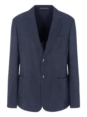 Giorgio Armani Single-breasted Jacquard Cupro Jacket - Blue
