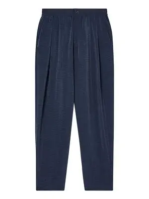 Giorgio Armani Jacquard Cupro Flat-front Trousers - Blue