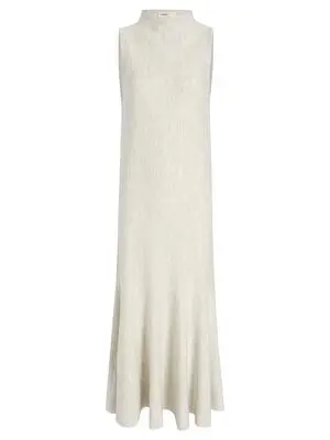 Khaite Margo Merino Wool Maxi Dress - Light Grey