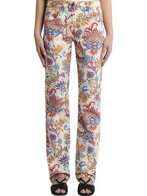 Etro Printed High-rise Straight Jeans - Print On White Base