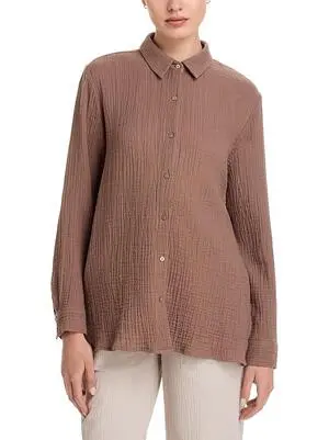 Eileen Fisher Classic Collar Easy Shirt - Cocoa