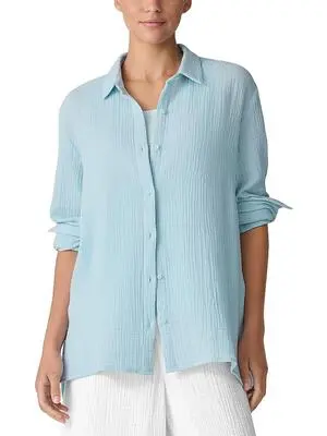Eileen Fisher Classic Collar Easy Shirt - Pale Sky