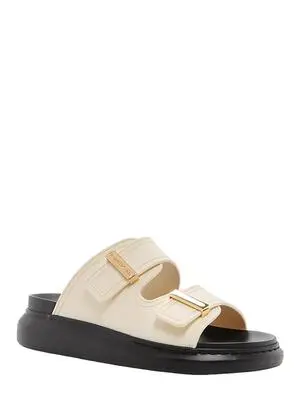 Alexander McQueen Leather Slide Sandals - Ecru