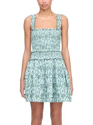 Hill House Home The Azalea Mini Nap Dress - Green Palm Ikat