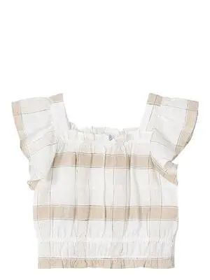 MAYORAL Striped Loose Ruffle Shirt - Cinnamon
