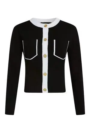 Karl Lagerfeld Contrast-piping Cardigan - Black