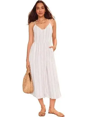 Splendid Gabrielle Linen Button Down Midi Dress - White