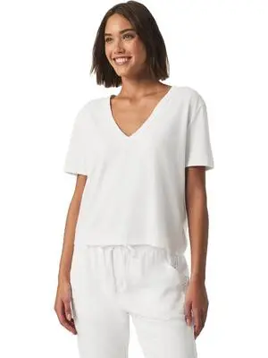 Splendid Kacey Crochet V-neck Tee - White