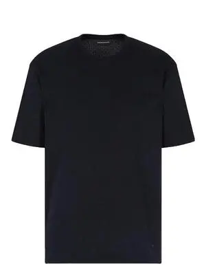 Emporio Armani Asv Jacquard Jersey T-Shirt Navy