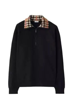 BURBERRY Check-Collar Cotton Sweatshirt