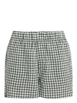 WITH NOTHING UNDERNEATH Linen Boxer Shorts Green