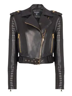Balmain Leather Biker Jacket - Black