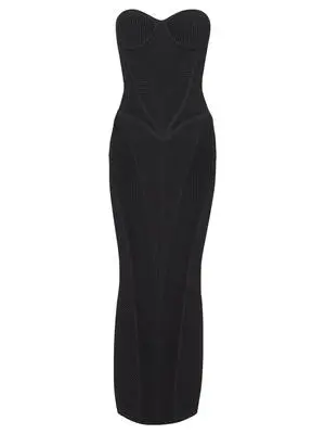 Balmain Knitted Strapless Maxi Dress - Black