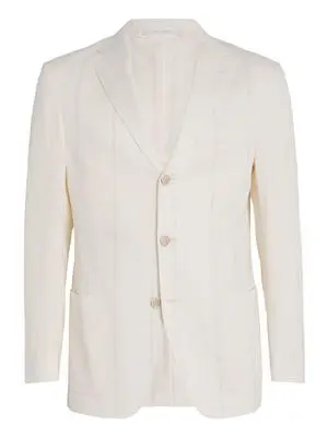 ELEVENTY Cotton-Linen Stripe Blazer