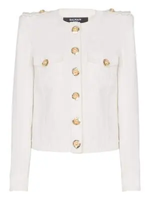 Balmain Cotton Cropped Jacket - White