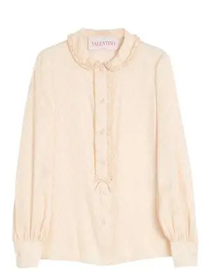 Valentino Garavani Silk Toute La V Shirt - Nude